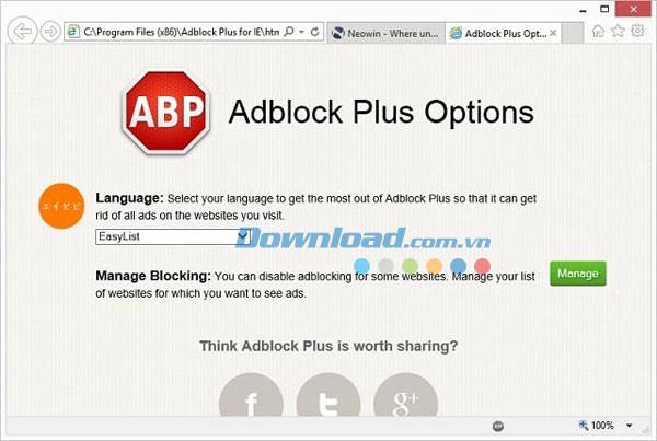 Adblock Plus for IE 1.0 - Chặn quảng cáo IE