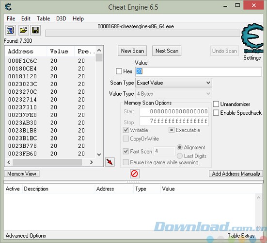 Cheat Engine 6.4: Phần mềm thay đổi thông số game