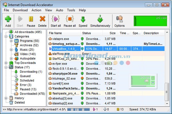 Internet Download Accelerator 6.21.1 - Tăng tốc độ tải file