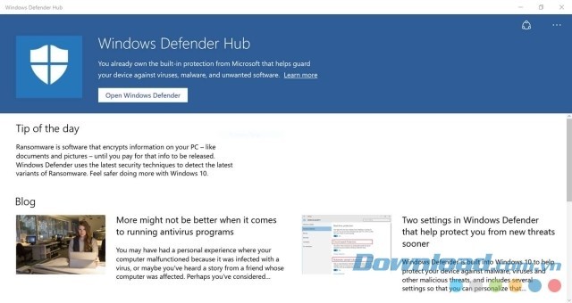 Windows Defender Hub cho Windows 10 - Kiểm tra bảo mật